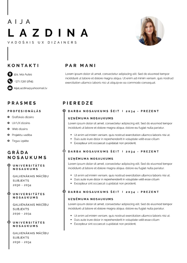 CV Paraugs - Izveidojiet savu CV, izmantojot mūsu profesionālās veidnes